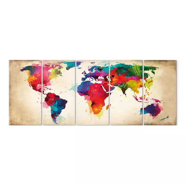 Cuadro Bright Continents impreso en lienzo para pared - Mapas del mundo ...