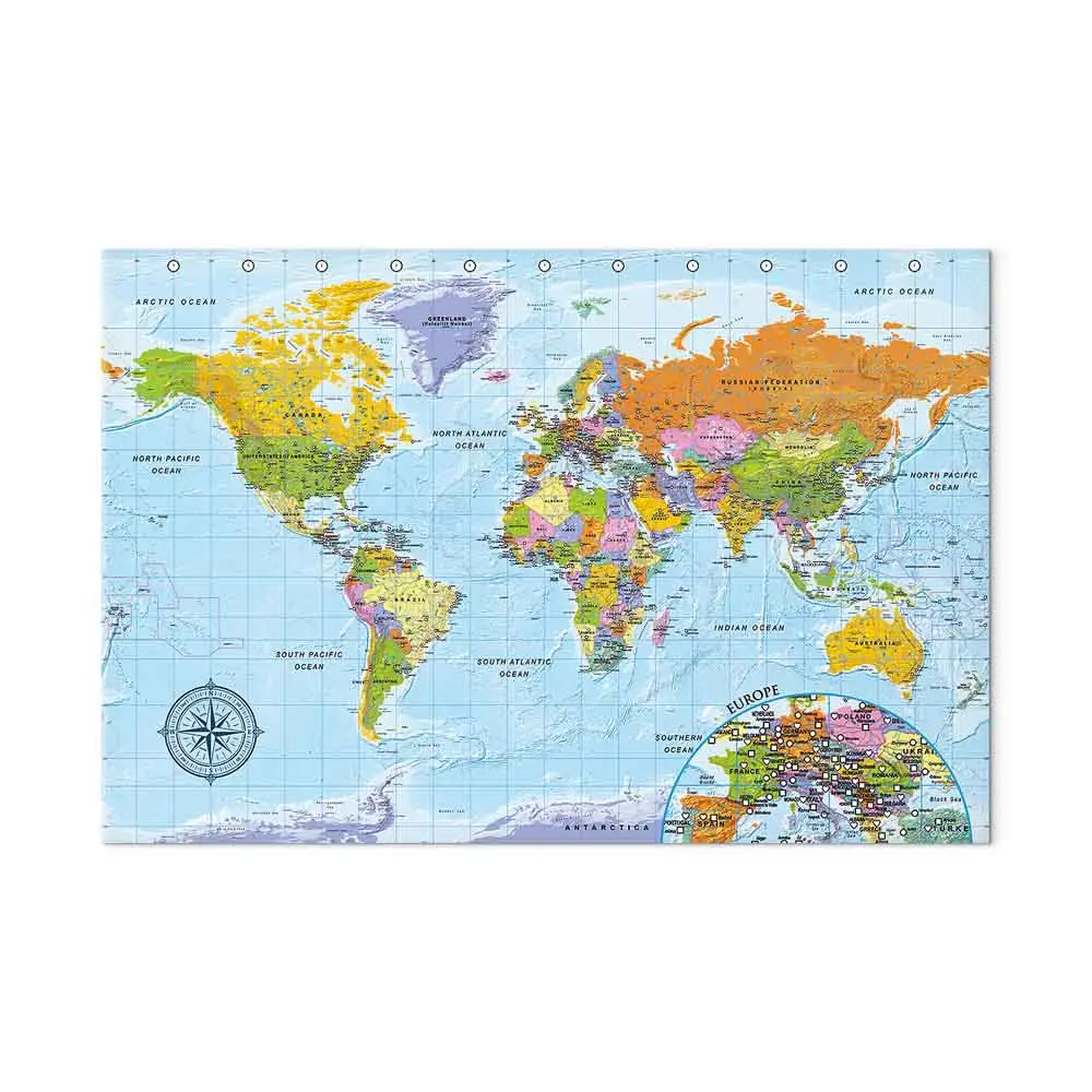 Cuadro Map with Dots (Blue) impreso en lienzo para pared - Mapas del ...