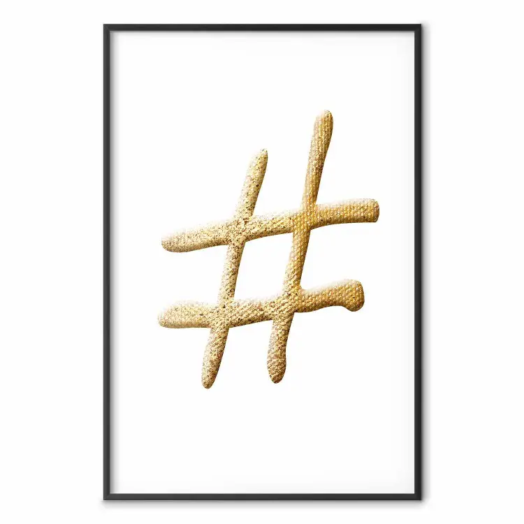 Póster Hashtag dorado: composición sencilla con letras sobre fondo ...