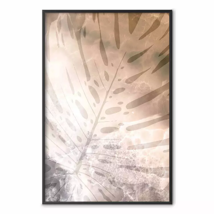 Póster Monstera ámbar - cálida abstracción con hoja de planta tropical ...