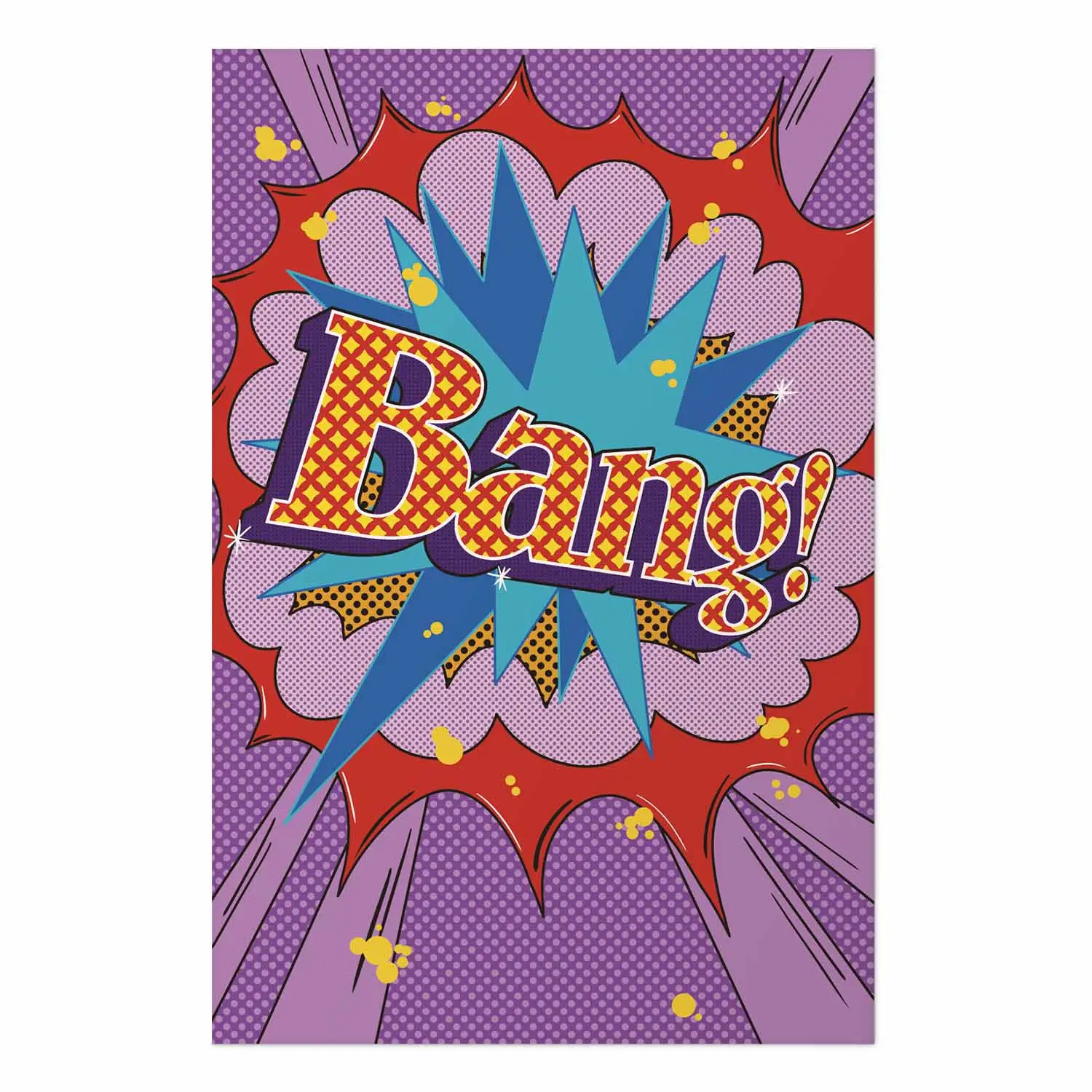 Póster ¡Bang! - letrero colorido en inglés en estilo abstracto de pop ...