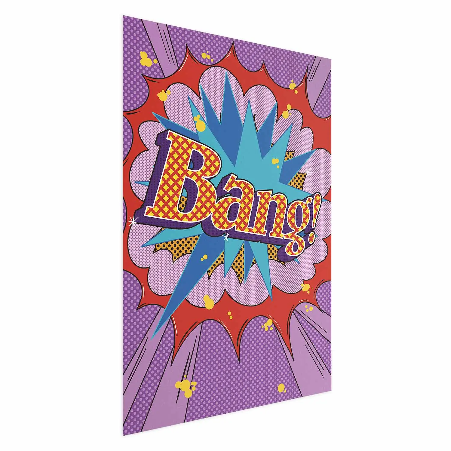 Póster ¡Bang! - letrero colorido en inglés en estilo abstracto de pop ...