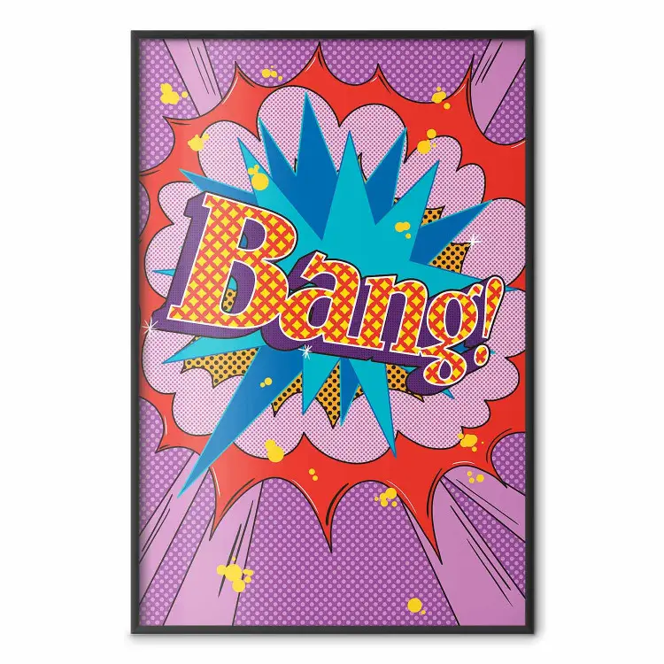 Póster ¡Bang! - letrero colorido en inglés en estilo abstracto de pop ...