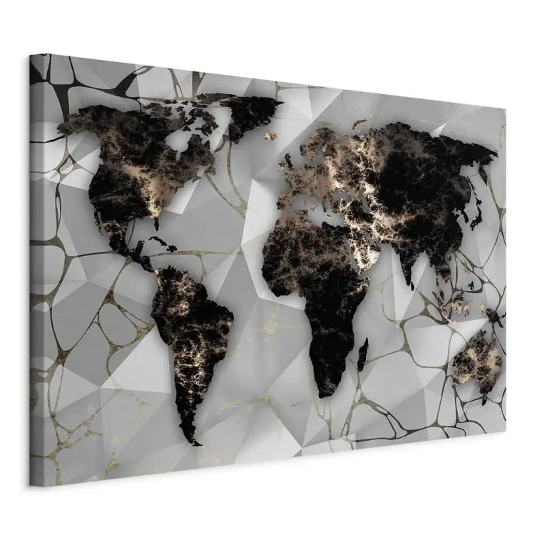 Cuadro Mundo dorado - mapa del mundo y abstracción en el fondo impreso ...