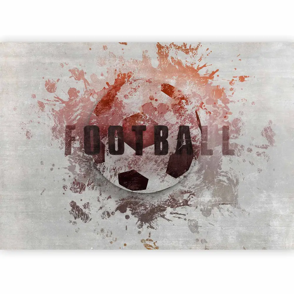 Fotomural Fútbol es mi hobby - motivo rojo con balón y texto en inglés ...