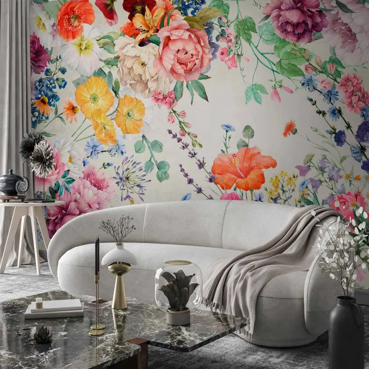 Arte Mural Con Flores Para Pasatiempos Graffitis Y Murales De Flores