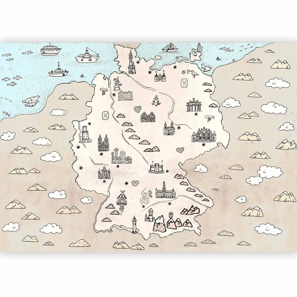 Fotomural Map of Germany for Kids - Interesting Places and Tourist ...