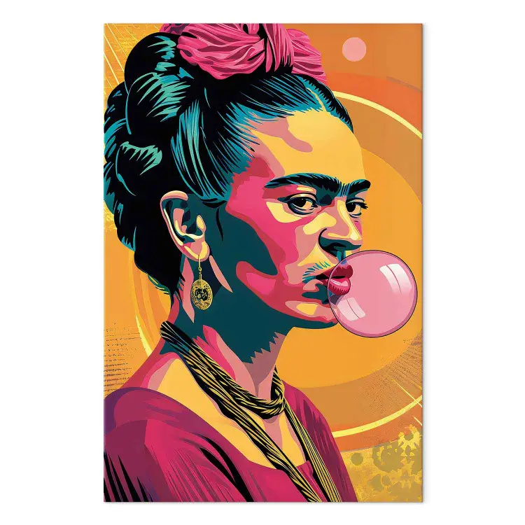 Cuadro XXL Frida Kahlo - retrato de una mujer con chicle en estilo pop ...