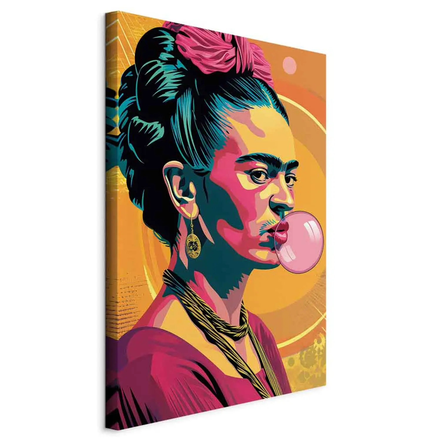 Cuadro Frida Kahlo - retrato pop art con chicle impreso en lienzo para ...