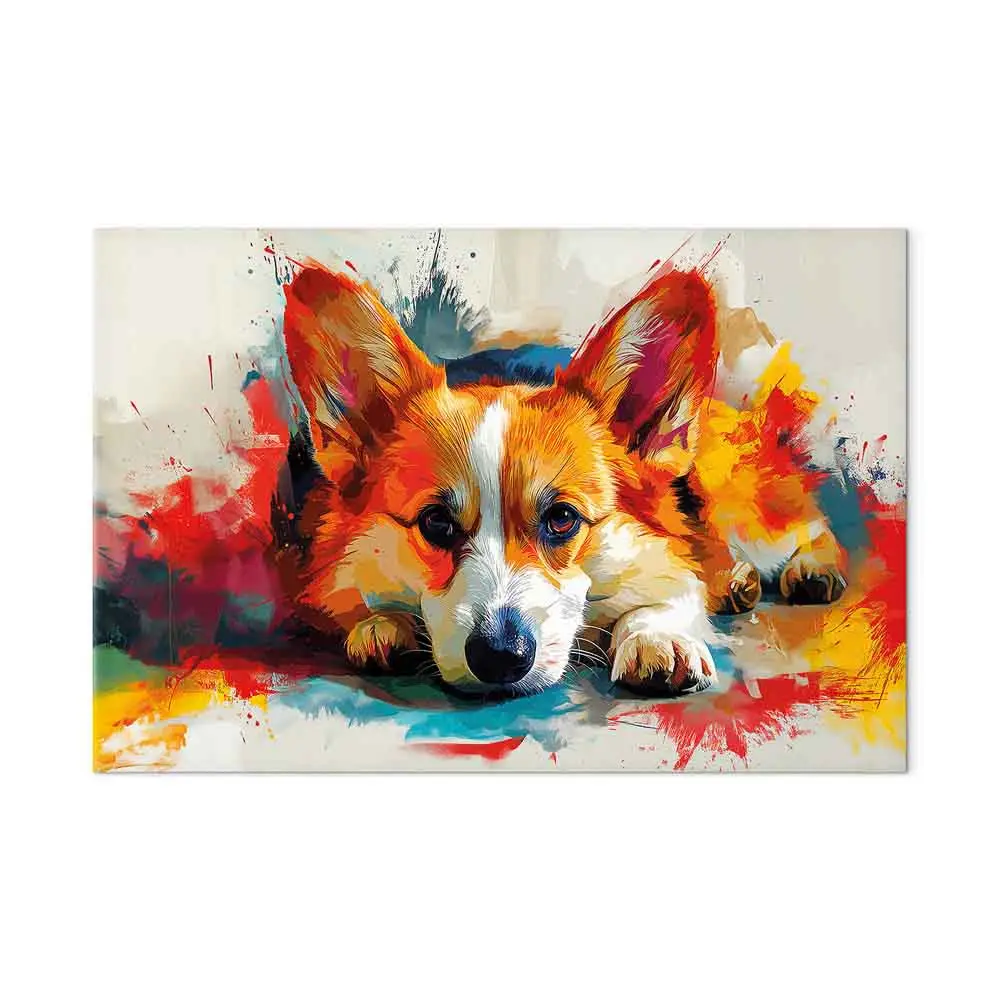 Cuadro Perro pintor - Corgi esperando un hueso entre pinturas de ...