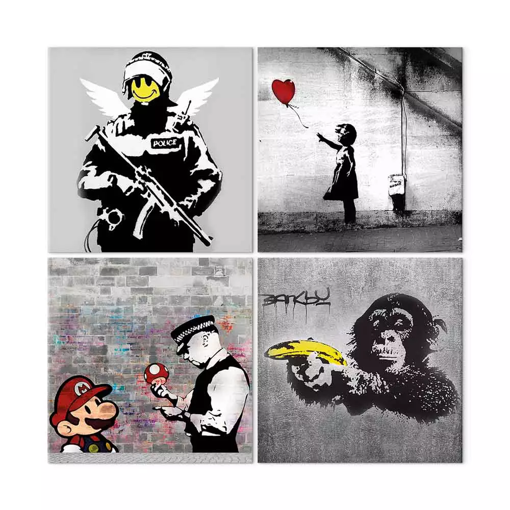 Cuadro Banksy Street Art - Various Iconic Artist's Graffiti with ...