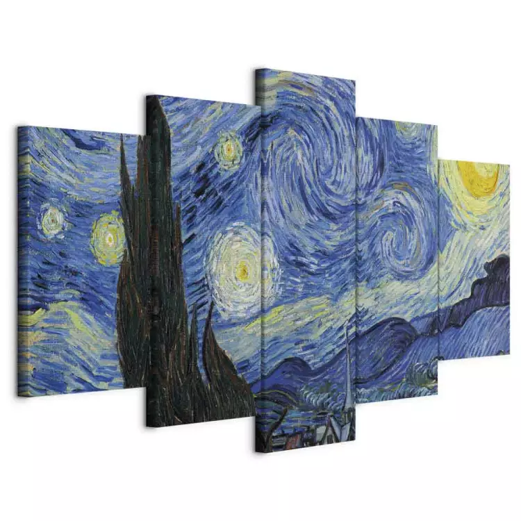 Cuadro Noche estrellada: la famosa obra de Van Gogh en cinco paneles ...