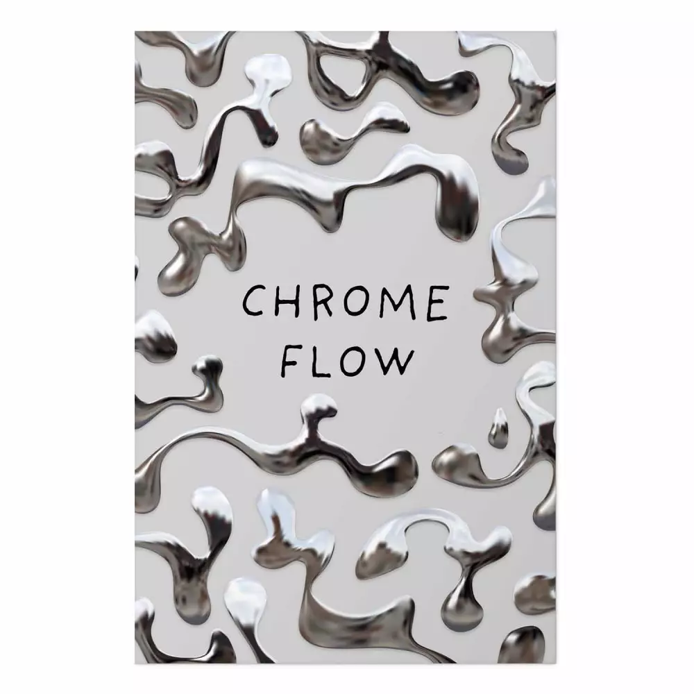 Póster Chrome Flow - abstract patterns in metallic shades on a light ...