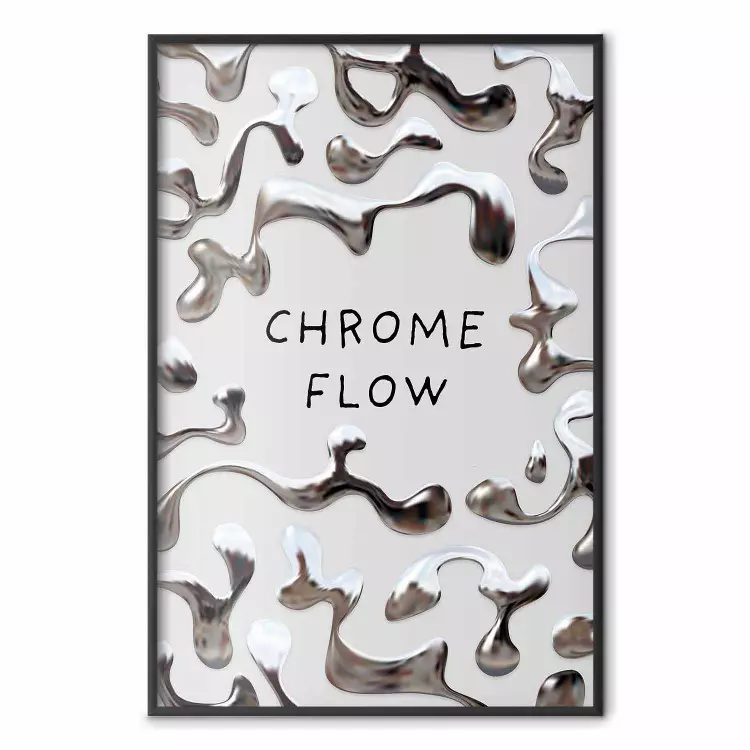 Póster Chrome Flow - abstract patterns in metallic shades on a light ...