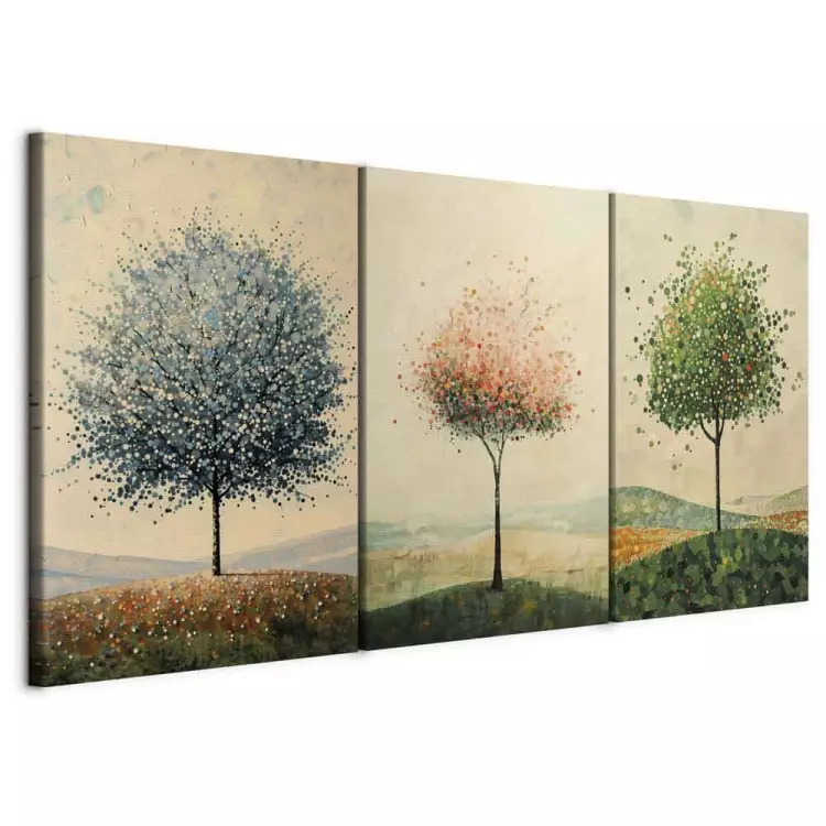 Cuadro Tríptico con árboles - Composición minimalista en colores ...