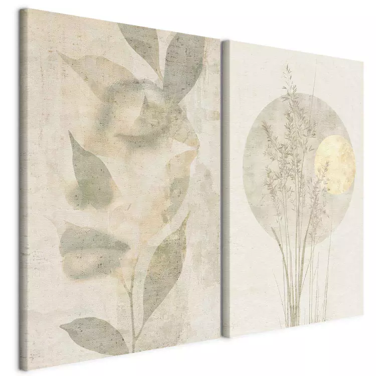 Cuadro Subtle outlines of faces and leaves - abstract composition in ...