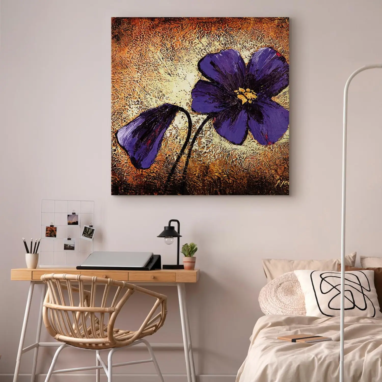 Cuadro De Flor Morada Grande Cuadro Abstracto Perspectiva Flores