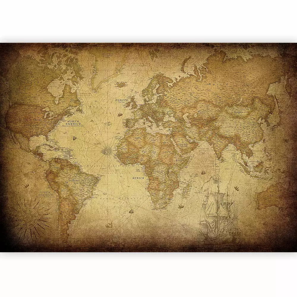 Fotomural Explorador - antiguo mapa del mundo en estilo retro para ...