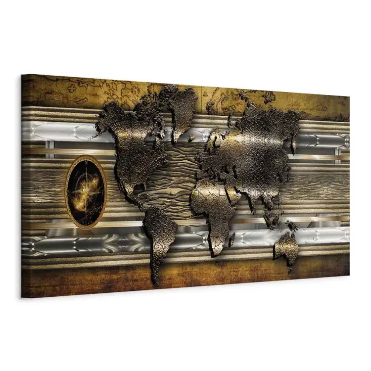 Cuadro Un mapa dorado impreso en lienzo para pared - Mapas del mundo ...