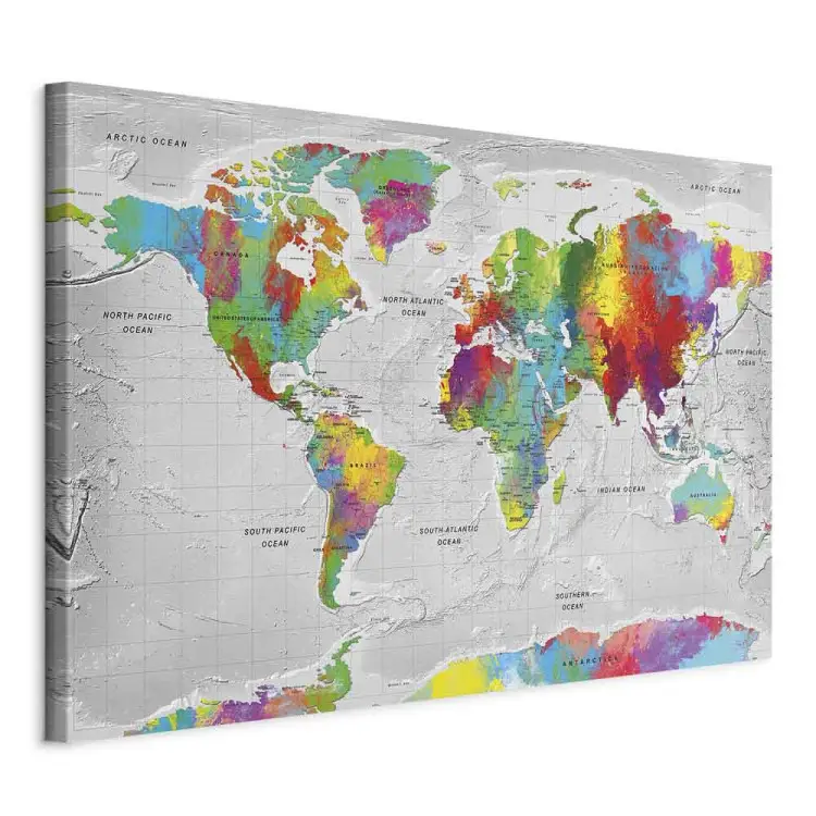 Cuadro Mundo en colores - mapa mundial en estilo artístico impreso en ...