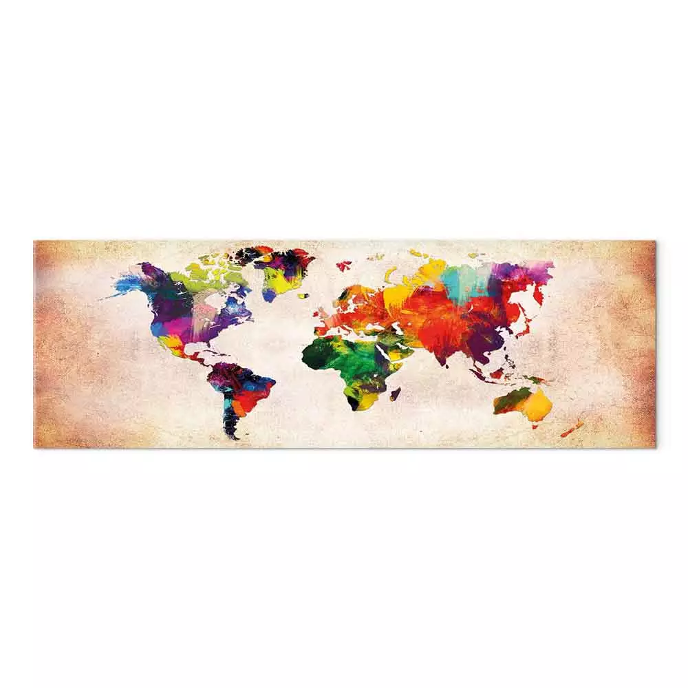 Cuadro Mapa del mundo: Viaje colorido - continentes fantásticos impreso ...
