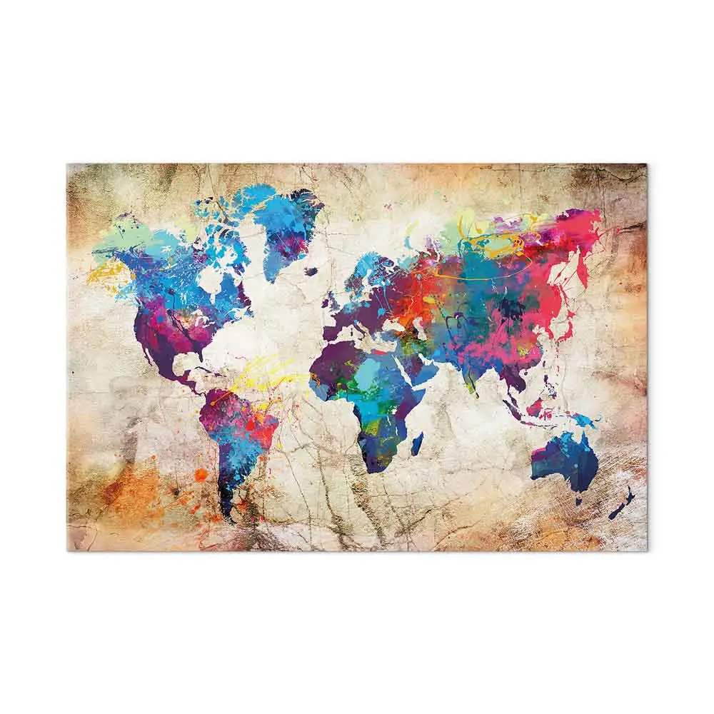 Cuadro World Map: Urban Style impreso en lienzo para pared - Mapas del ...