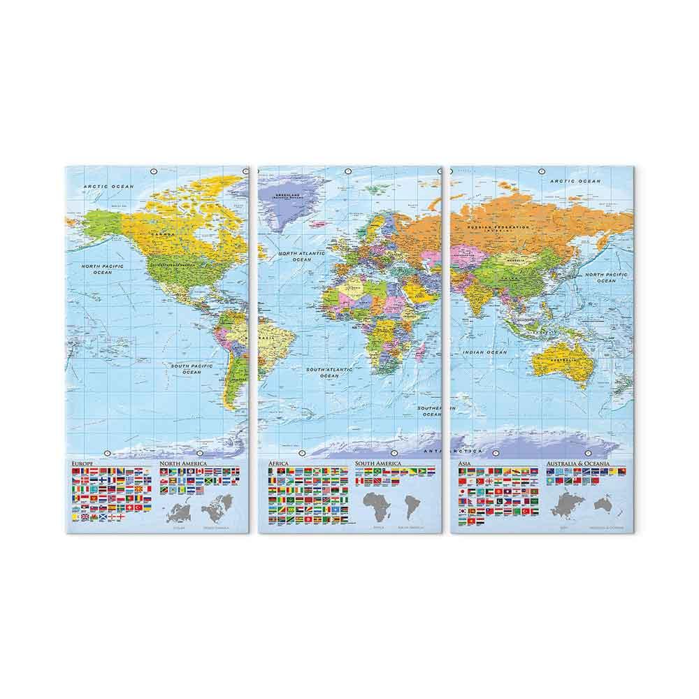 Cuadro World: Colourful Map II impreso en lienzo para pared - Mapas del ...