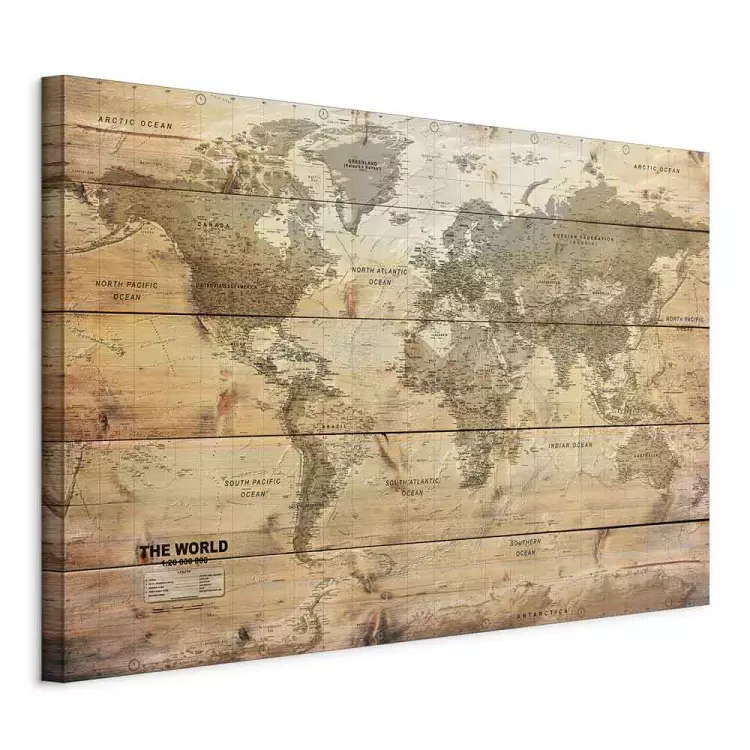 Cuadro Mapa del Mundo: Tablas - continentes sobre textura de madera ...