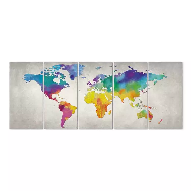Cuadro World Map: Rainbow World impreso en lienzo para pared - Mapas ...